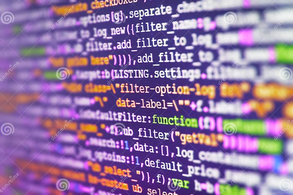 Software Source Code. Monitor Closeup of Function Source Code. Abstract Screen of Software Stock ...