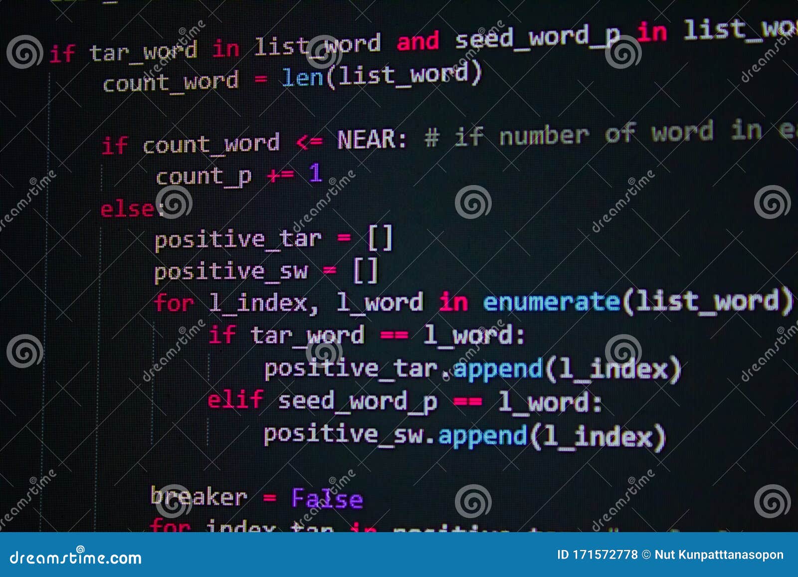 Software Source Code Screen. Programming Code. Writing Script ...