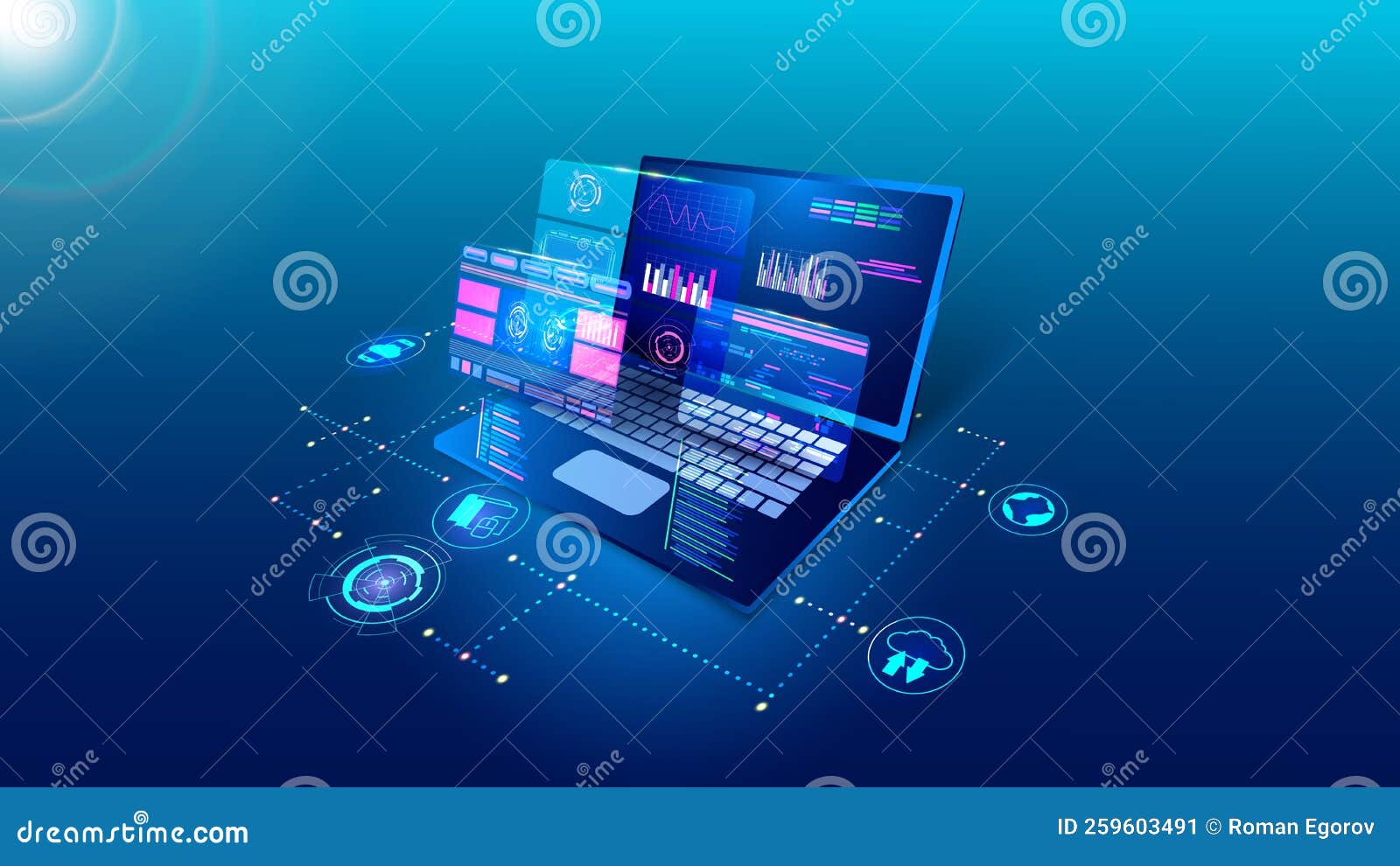 Software Technology, Digital Program Develop. Laptop Api Code, Web Application, Computer Monitor ...