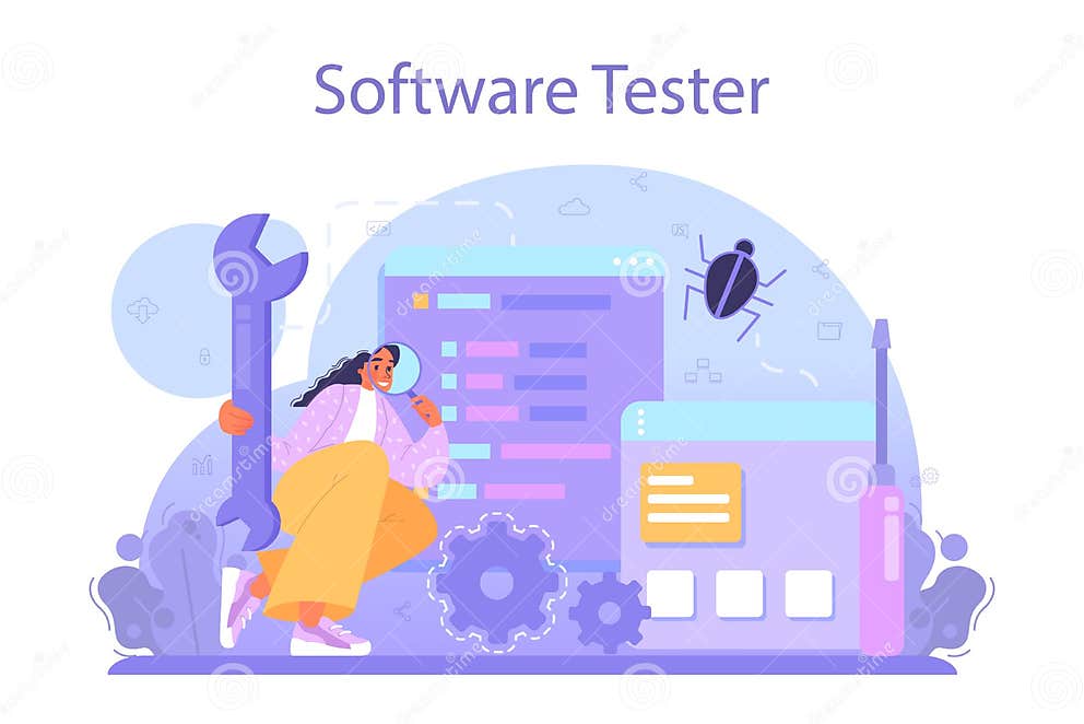 Software Tester Concept. Application or Website Code Testing Stock ...