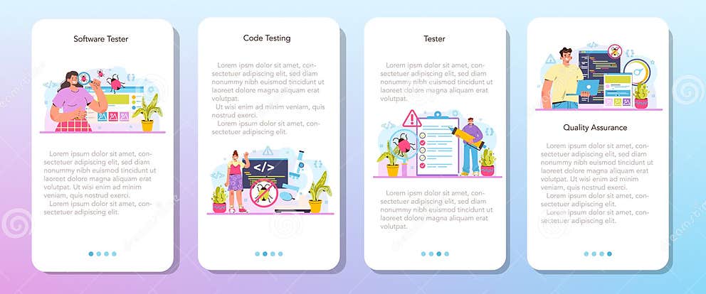 Software Tester Mobile Application Banner Set. Application or Website ...