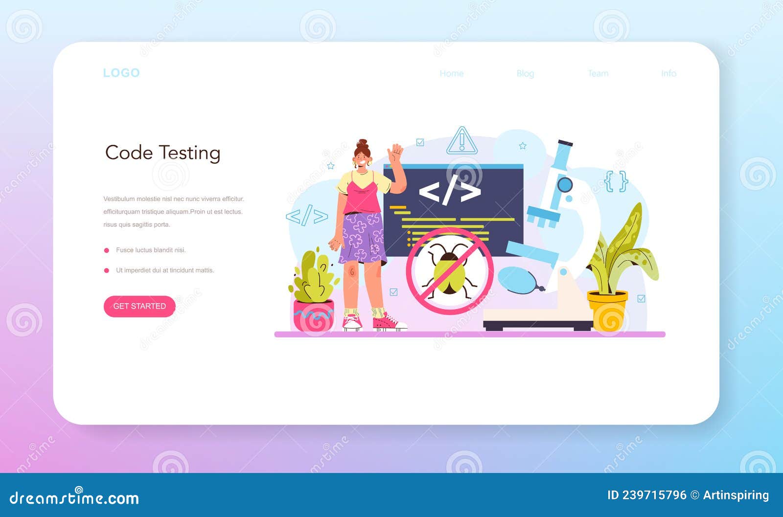 Software Tester Web Banner Or Landing Page Application Or Website Stock Vector Illustration