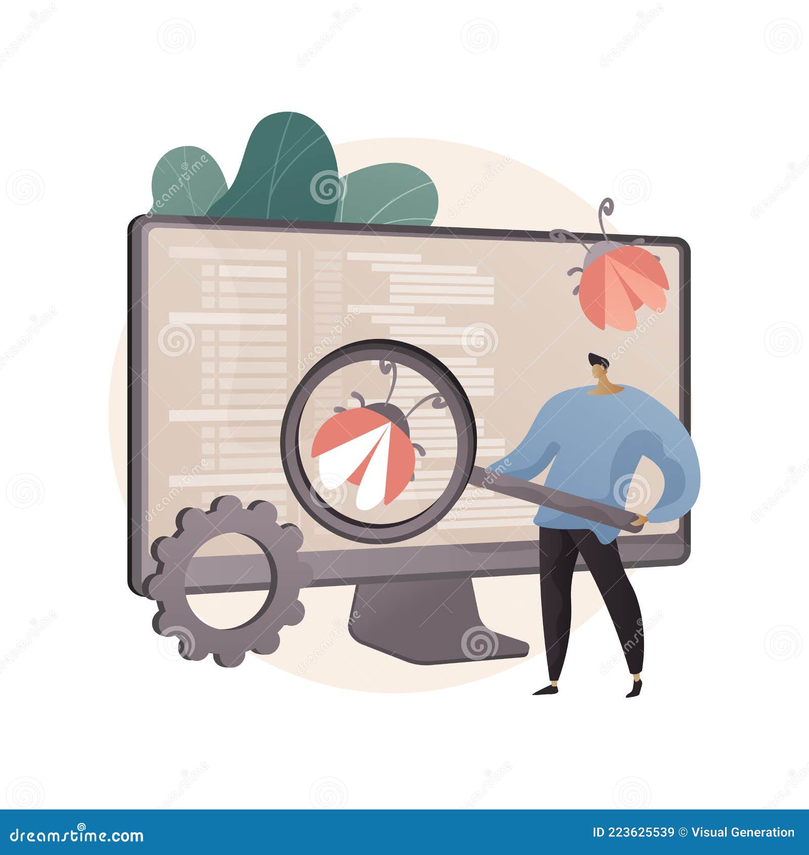 Manual Tester And Automated Software Tester Bug To Do Qa Testing To Test Software Cartoon Vector