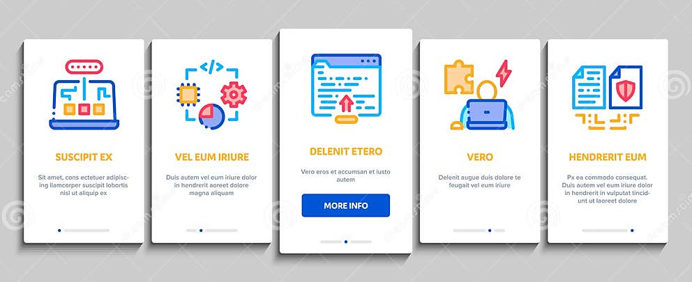 Software Testing and Analysis Onboarding Elements Icons Set Vector ...