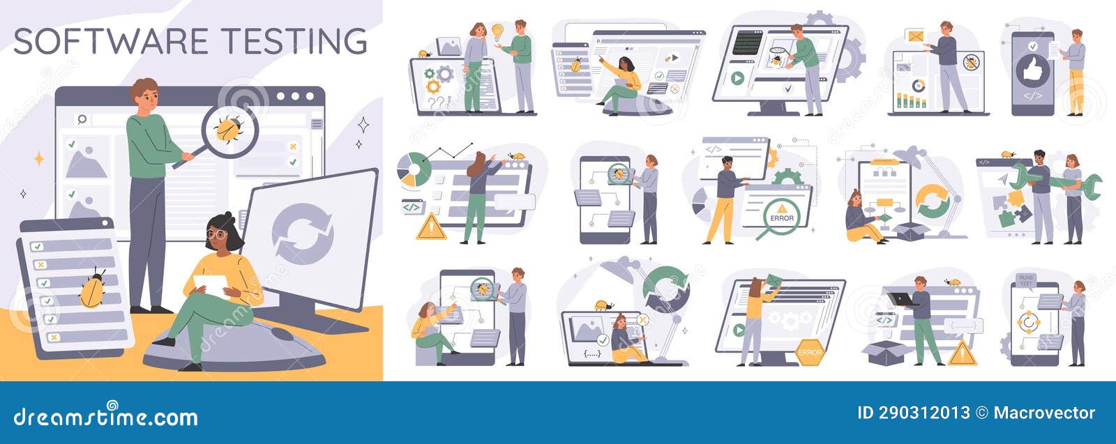 Software Testing Composition Stock Vector - Illustration of programmer ...