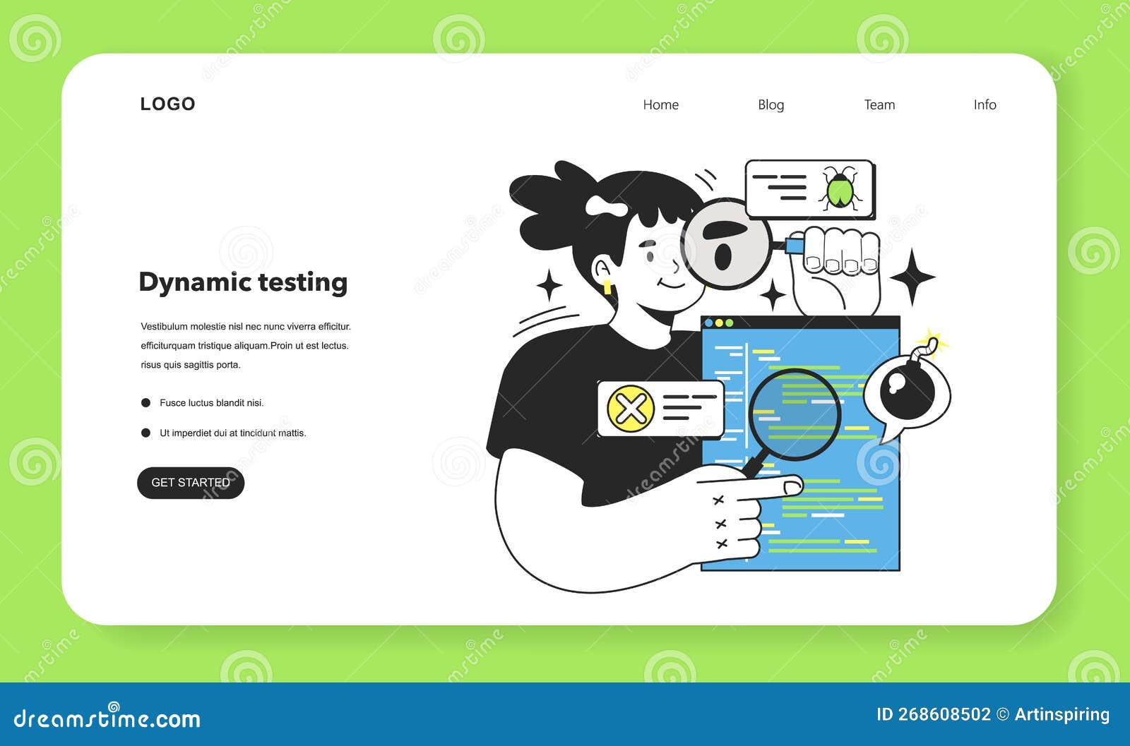 Software Testing And Debugging Web Banner Or Landing Page It Specialist Stock Vector