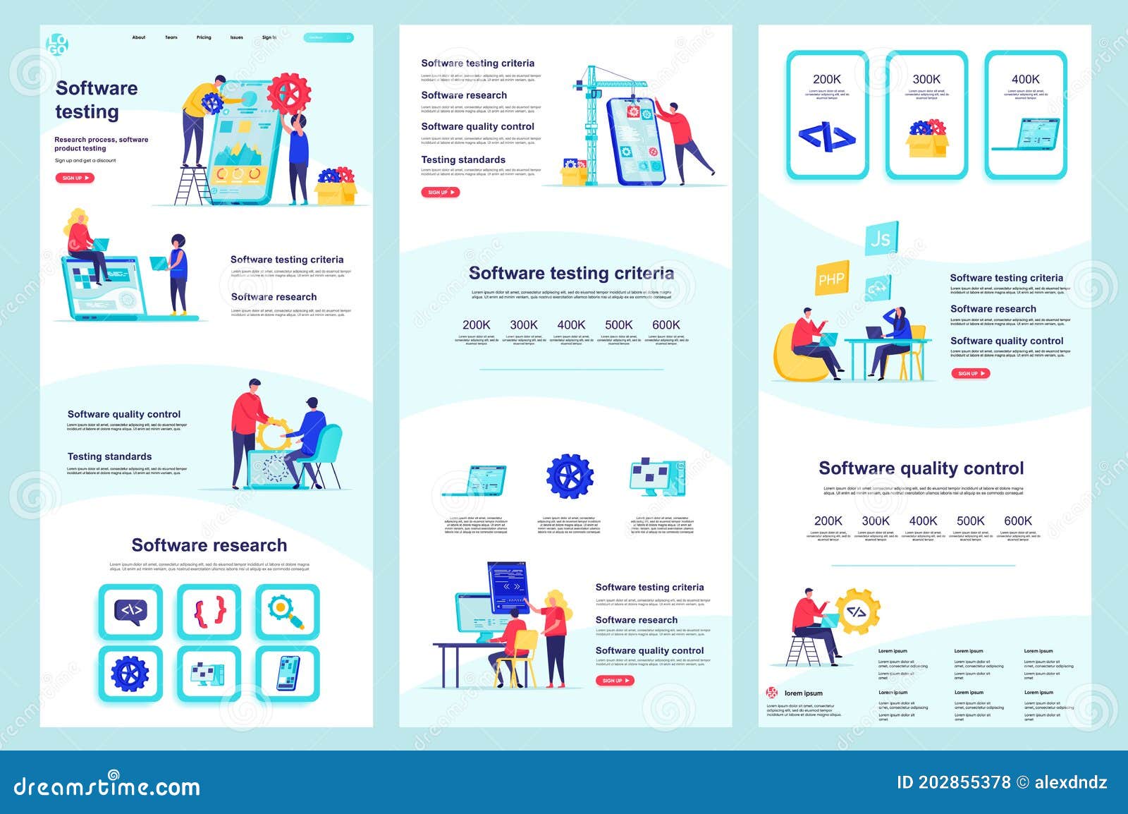 Software Testing Flat Landing Page. Stock Vector - Illustration of ...