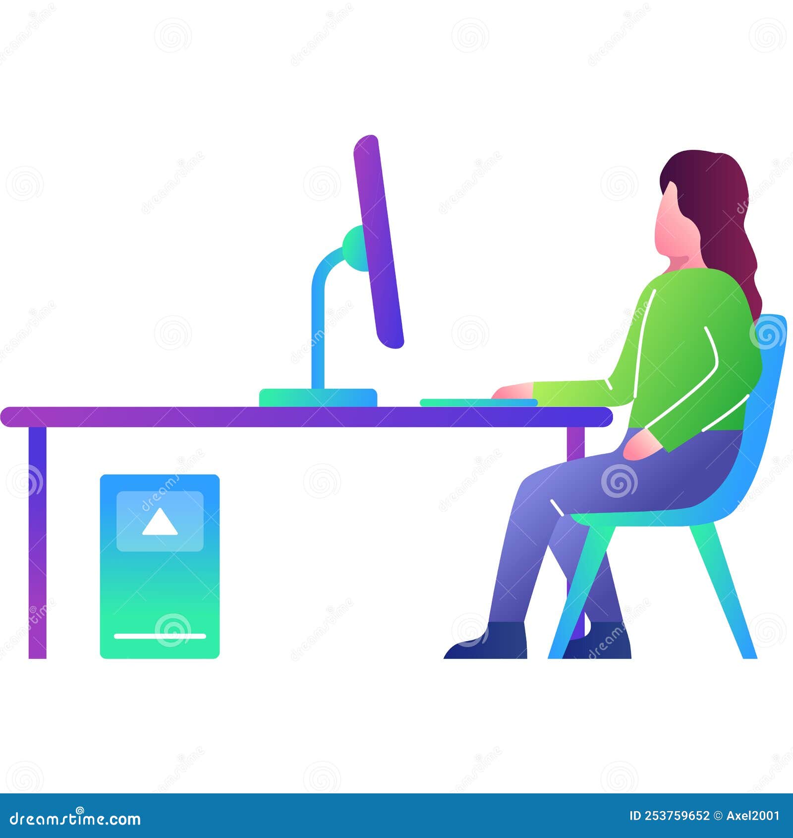 Software Testing Icon Vector Woman Working Online Stock Vector ...