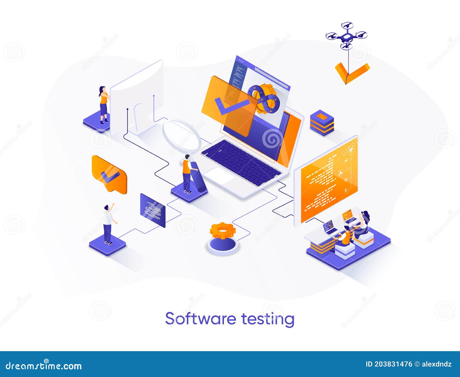 Software Testing Isometric Web Banner. Stock Vector - Illustration of ...
