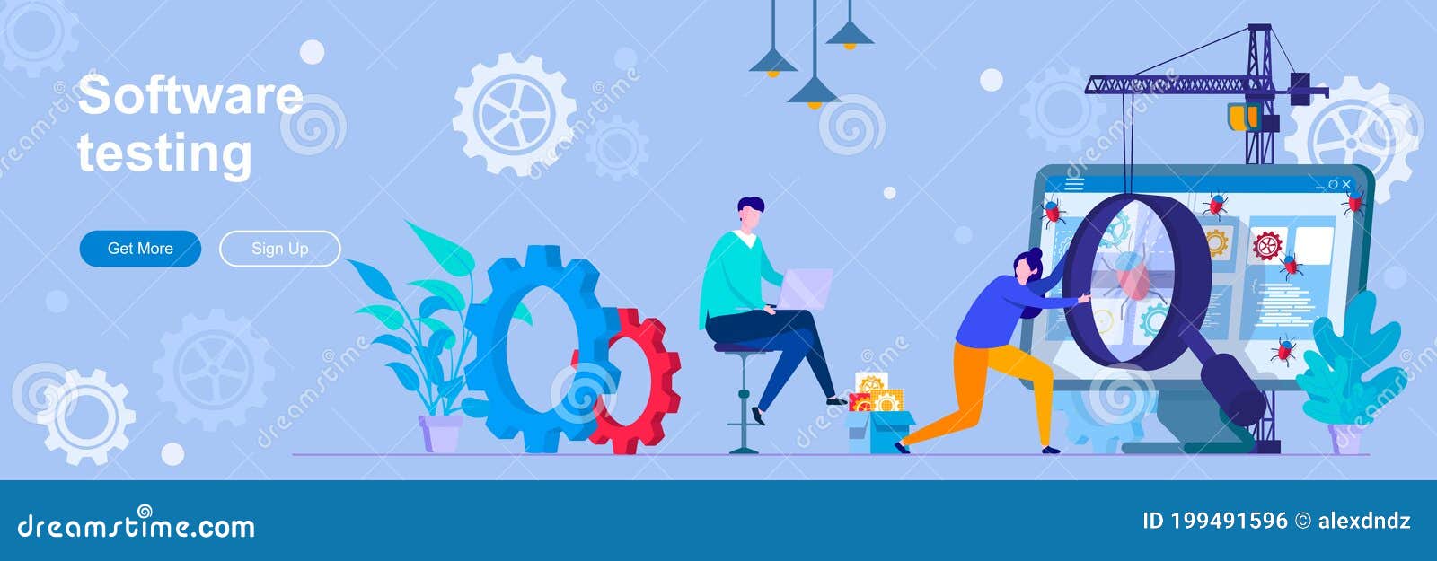 Software Testing Landing Page with People Stock Vector - Illustration ...