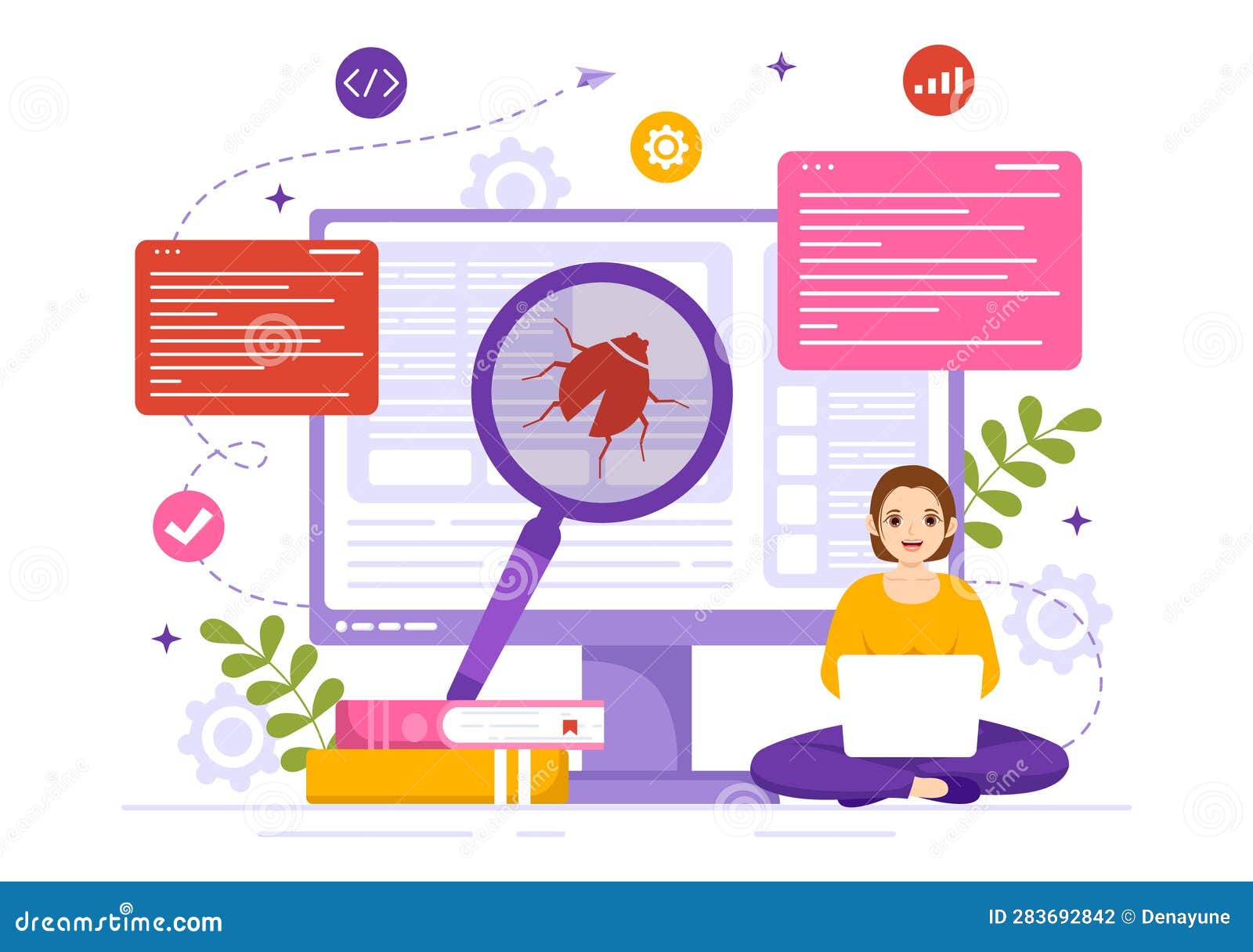 Software Testing Vector Illustration With Application Engineering Debugging Development Process