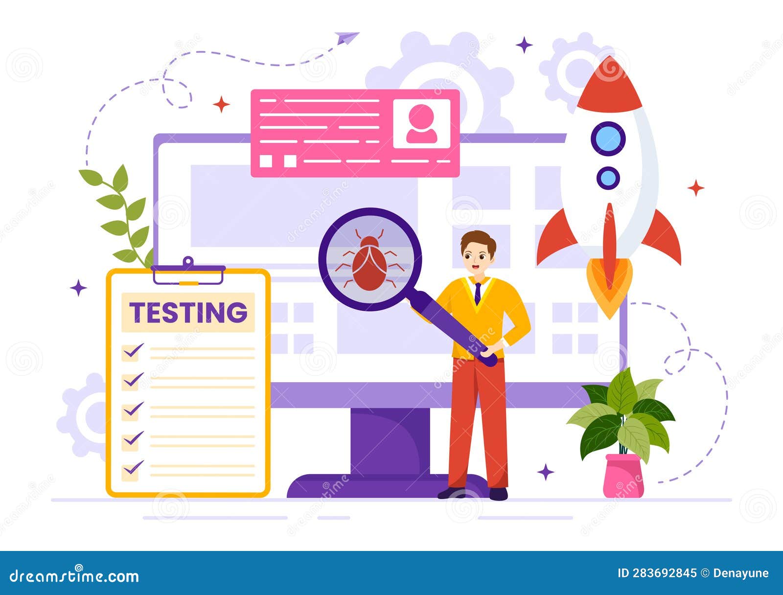 Software Testing Vector Illustration With Application Engineering Debugging Development Process