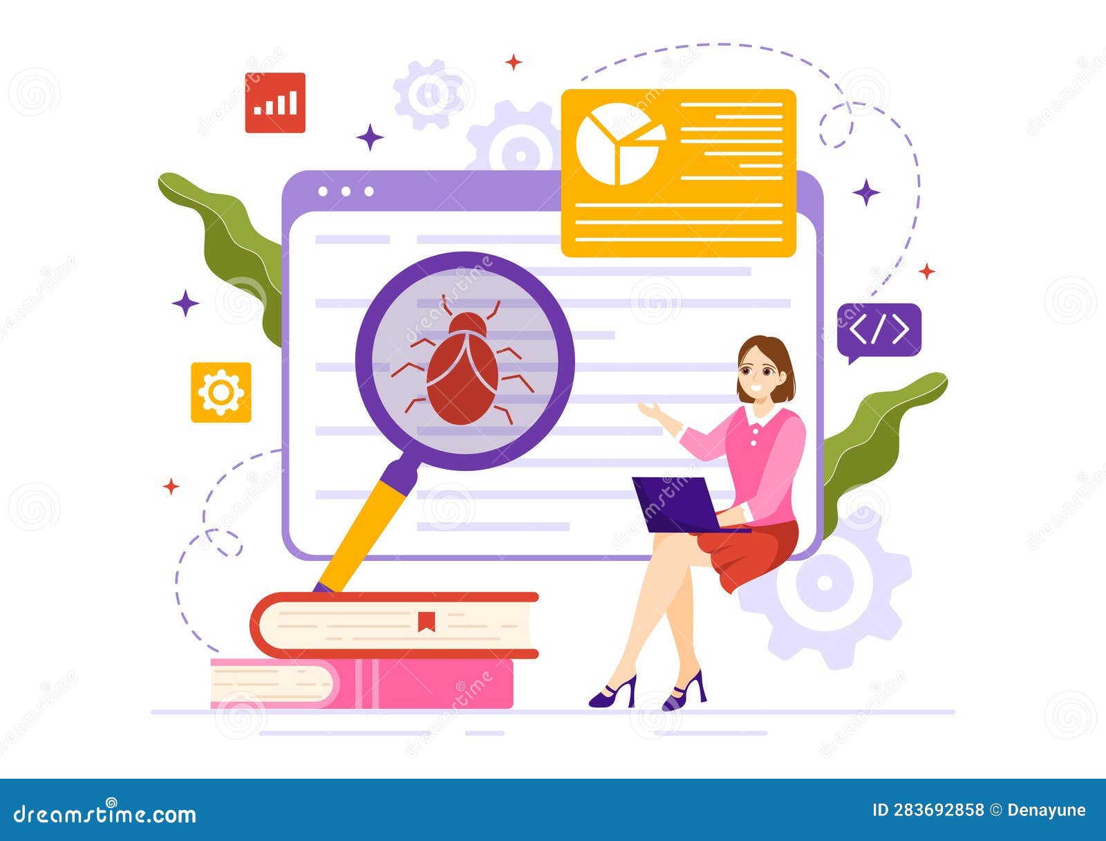 Software Testing Vector Illustration With Application Engineering Debugging Development Process