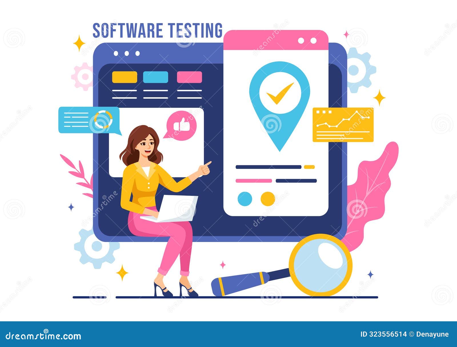 Software Testing Vector Illustration Featuring Application Engineering