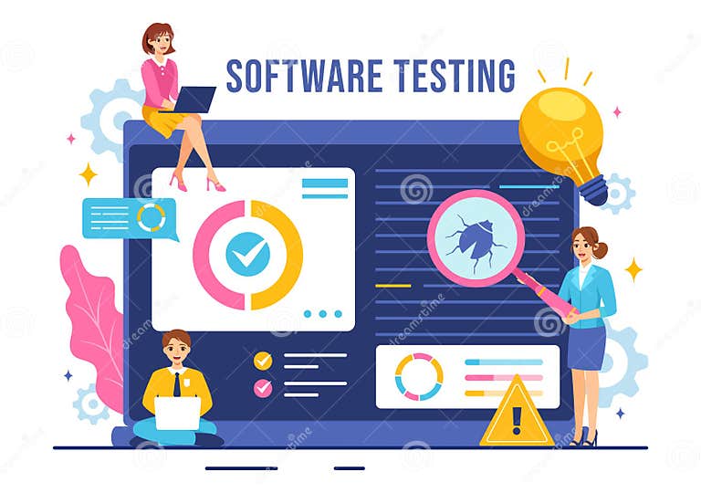 Software Testing Vector Illustration Featuring Application Engineering Debugging Development