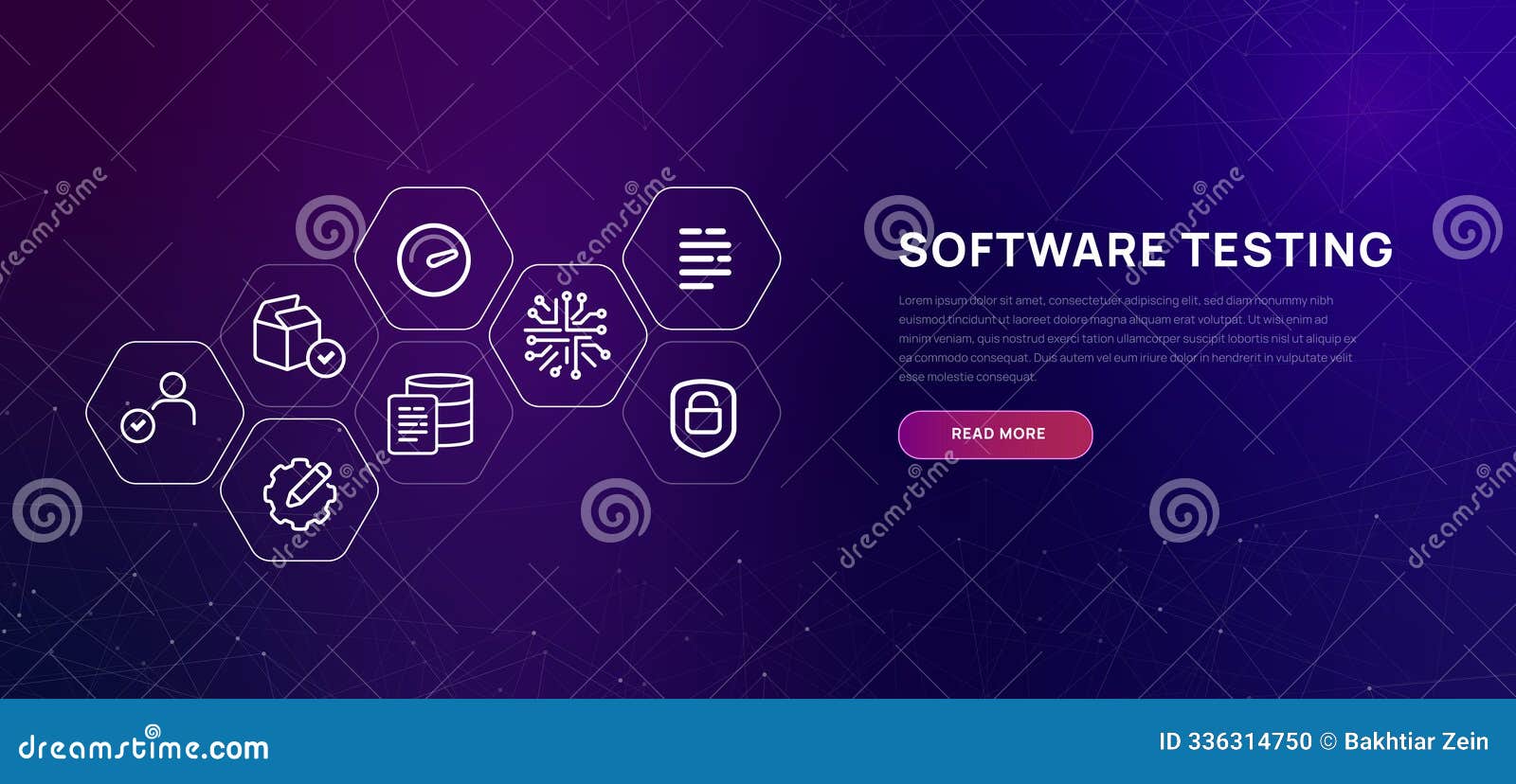 Software Testing Vibrant Purple Background with Icons Concept of Coding ...