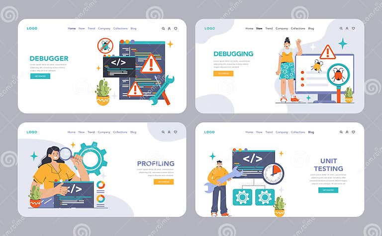 Software Testing Web Banner Or Landing Page Set Code Testing Stock Vector Illustration Of
