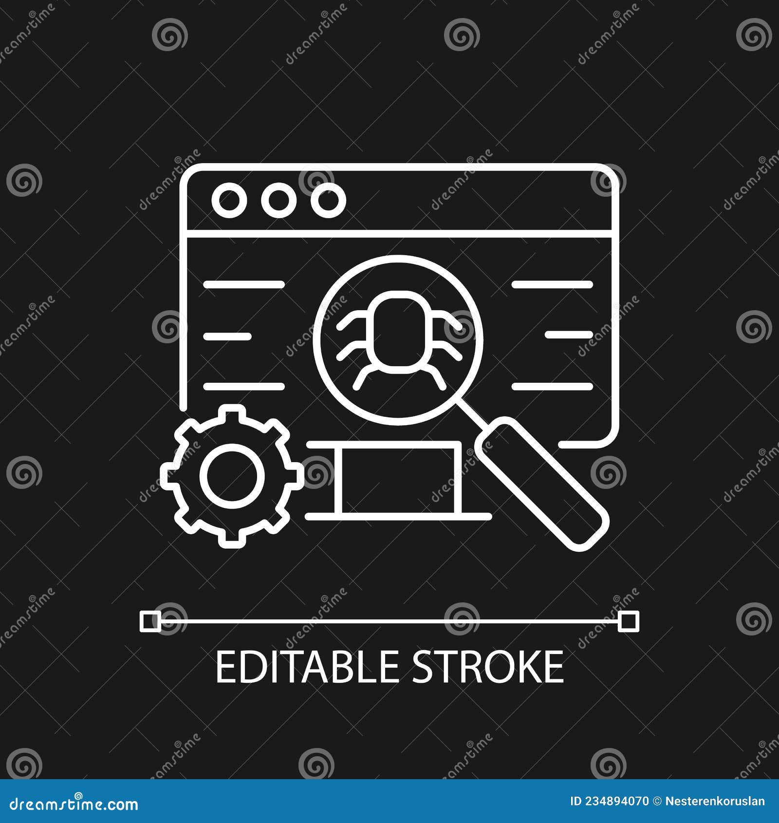 Software Testing White Linear Icon for Dark Theme Stock Vector ...