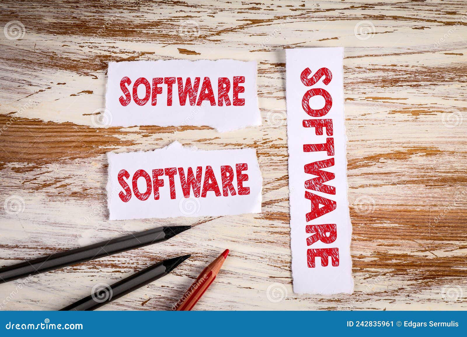 SOFTWARE. Text on Sheets of Paper Stock Image - Image of creative ...