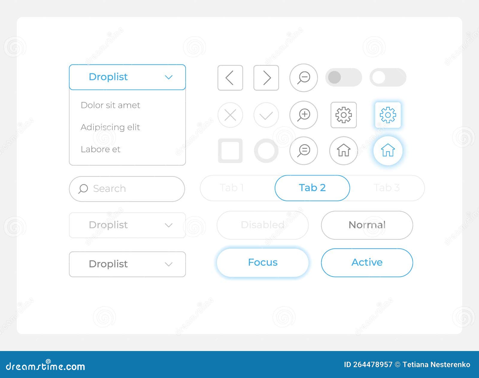 Software UI elements kit stock vector. Illustration of icon - 264478957