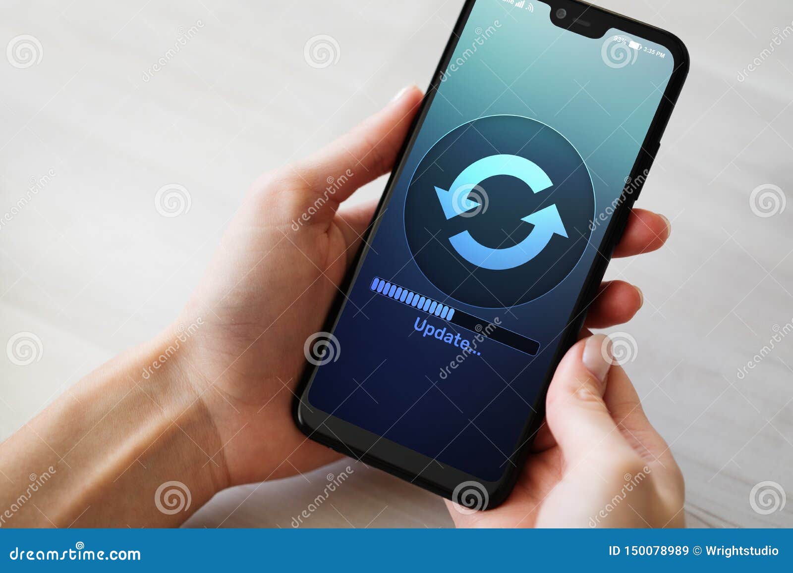Software Update Downloading Progress on Smartphone Screen. Internet and ...