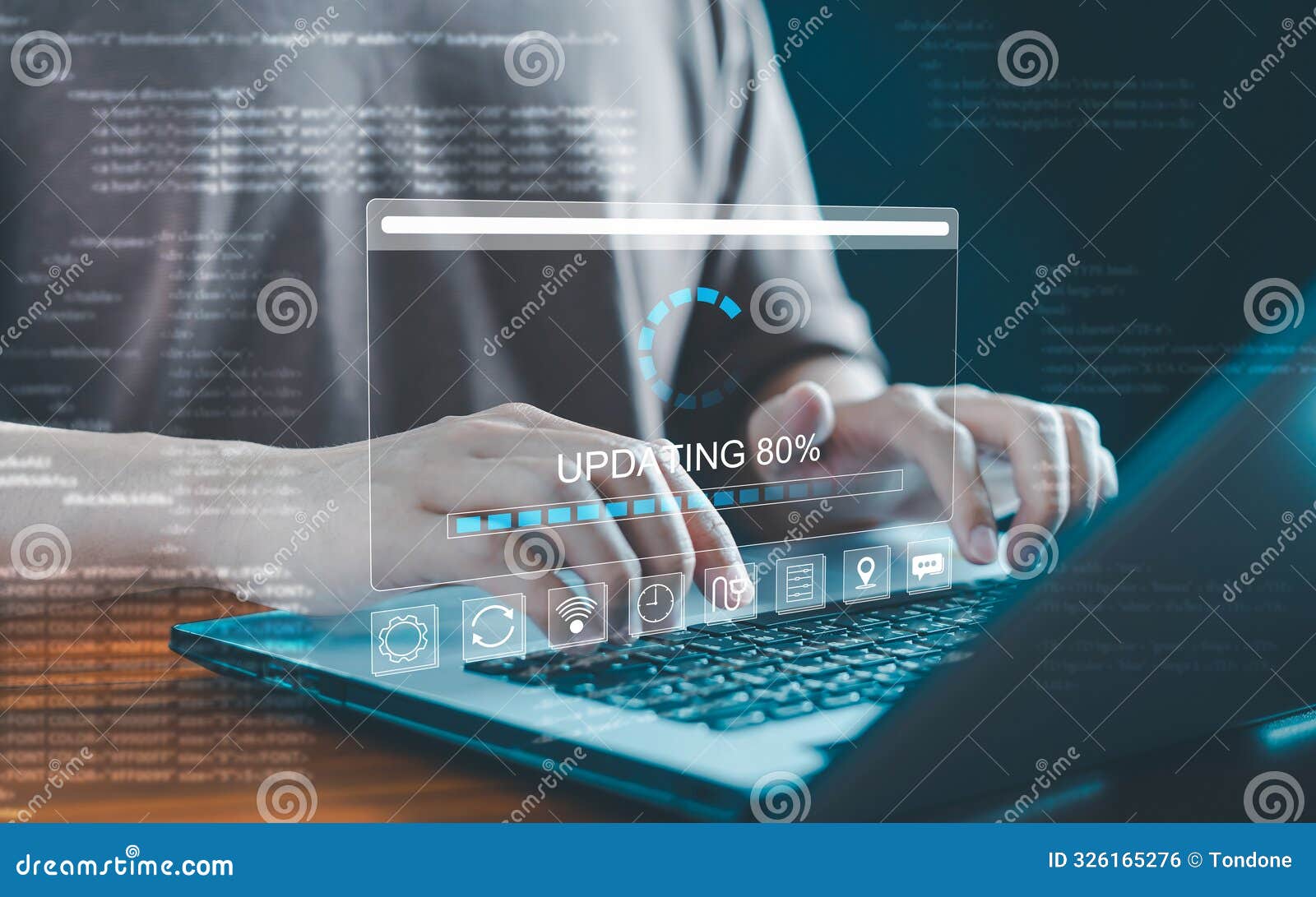 Software Update Or Operating System Upgrade Updating Progress Bar On Computer Screen