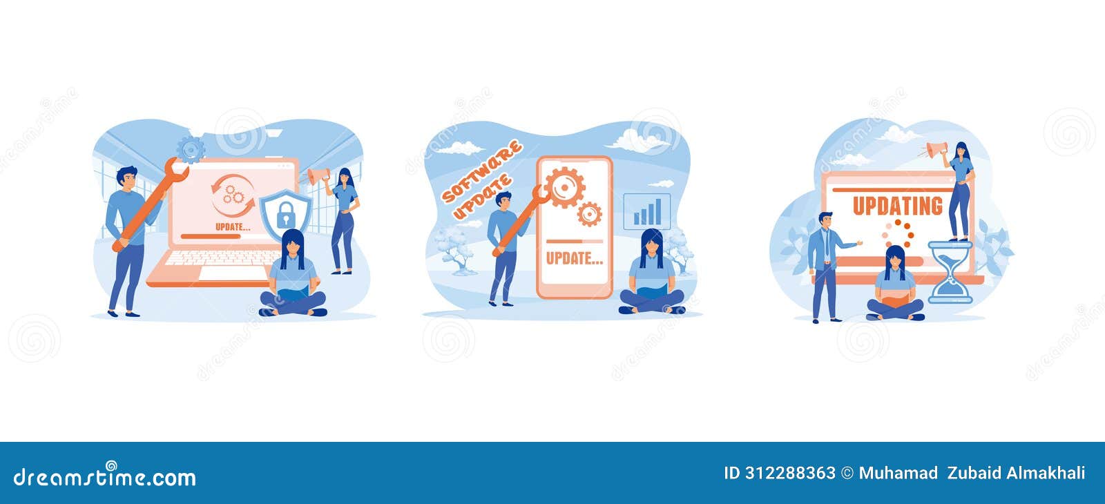 Software Update People for Mobile App Design. Software Update Concept ...