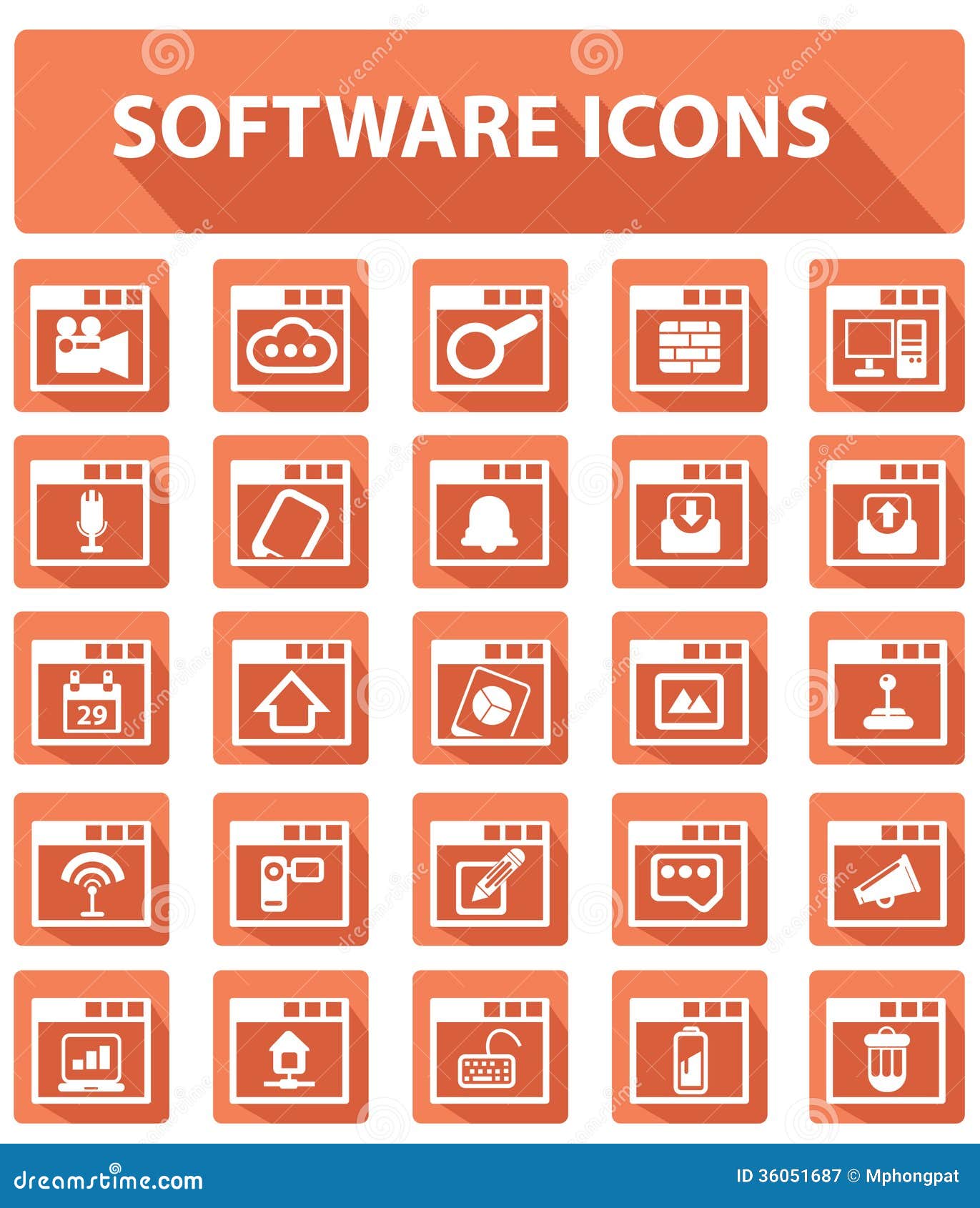 Software and User Interface Buttons,Orange Version Stock Illustration ...