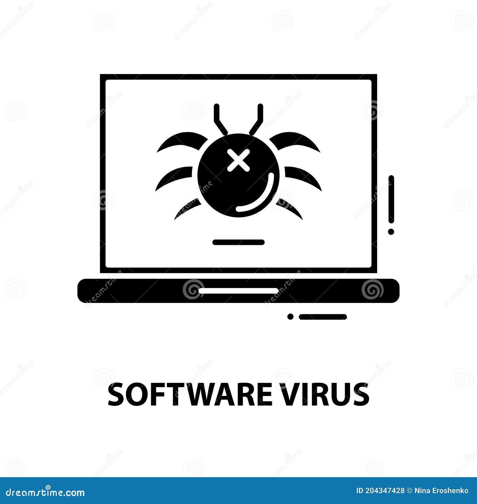 Software Virus Icon, Black Vector Sign with Editable Strokes, Concept ...