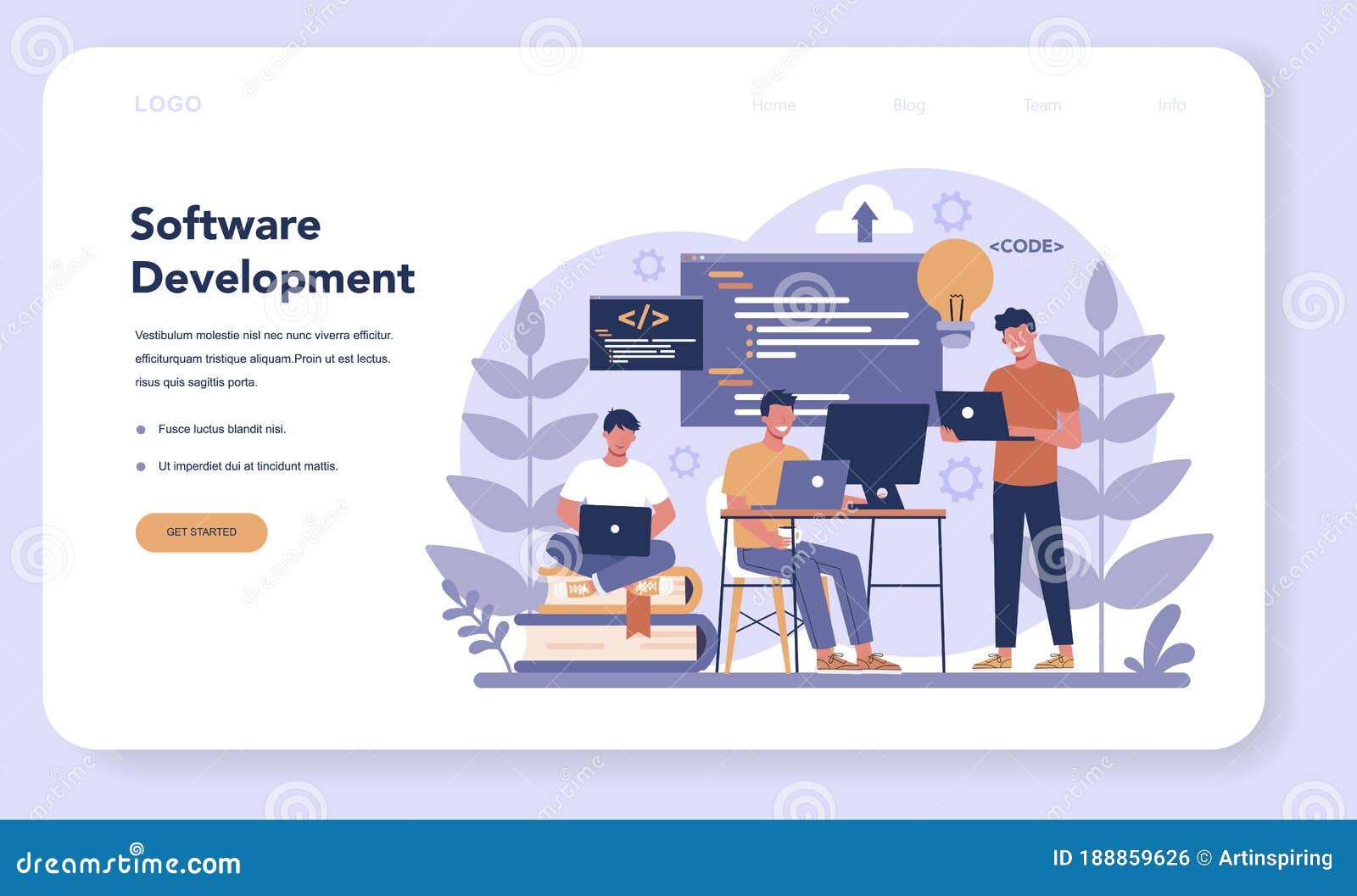 Software Web Banner or Landing Page. Idea of Programming Stock Vector ...