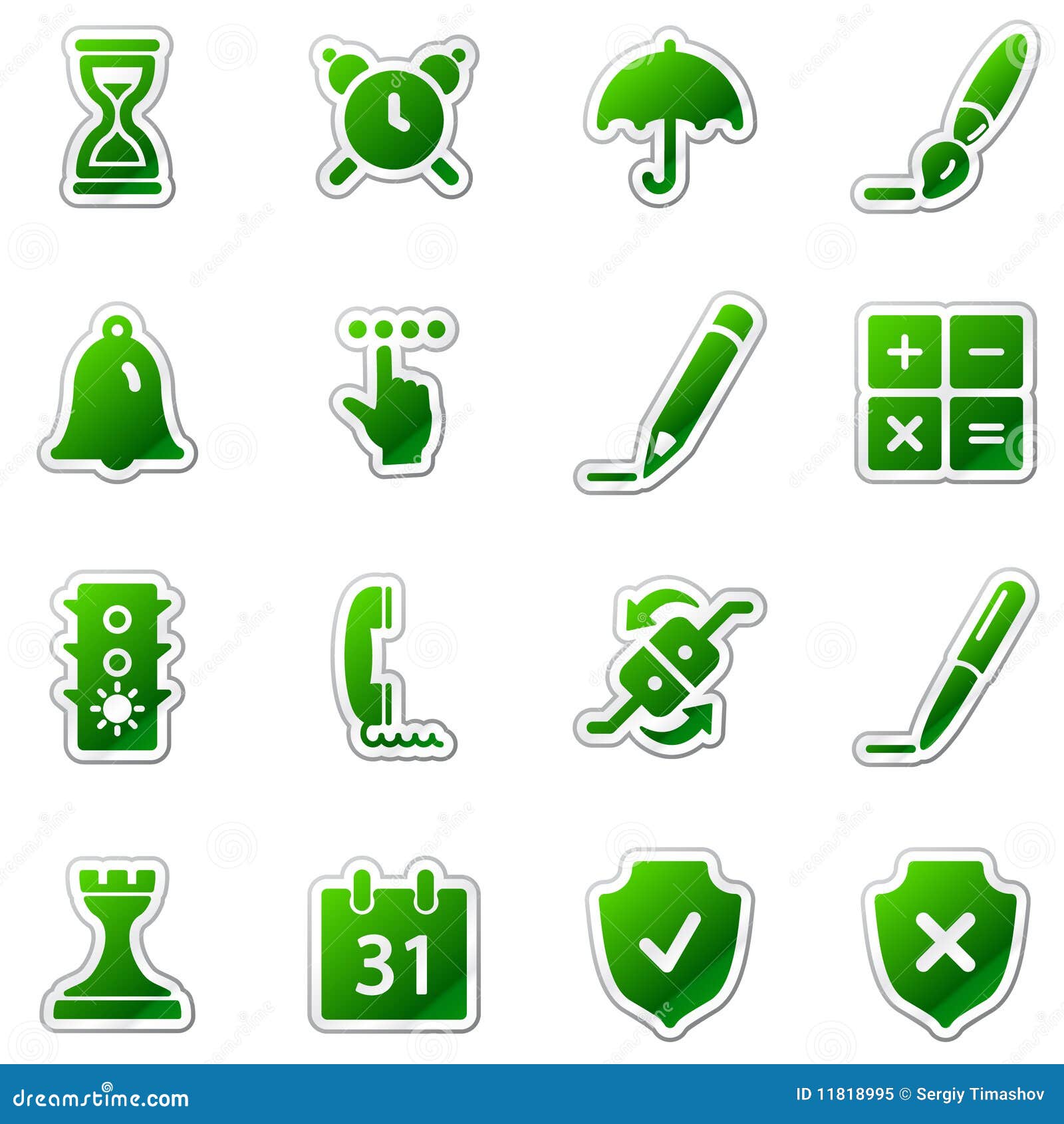 Software Web Icons, Green Sticker Series Stock Vector - Illustration of ...