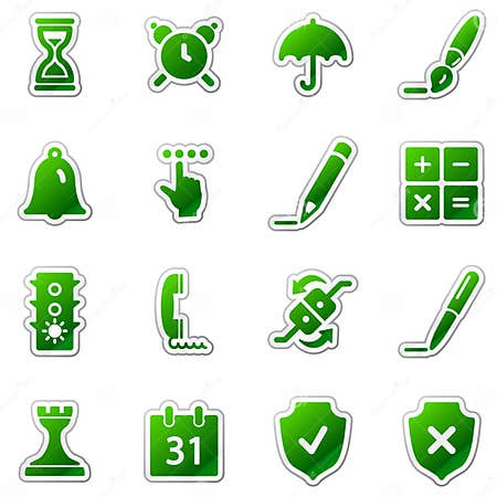Software Web Icons, Green Sticker Series Stock Vector - Illustration of ...