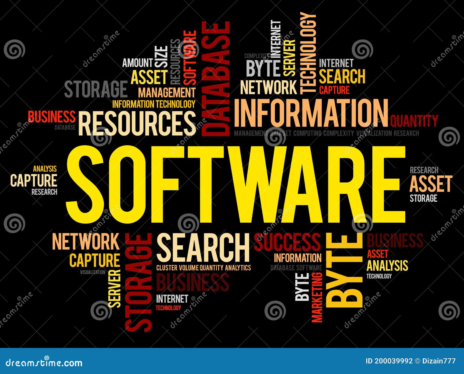 Software Word Cloud Collage Stock Illustration - Illustration of cloud ...