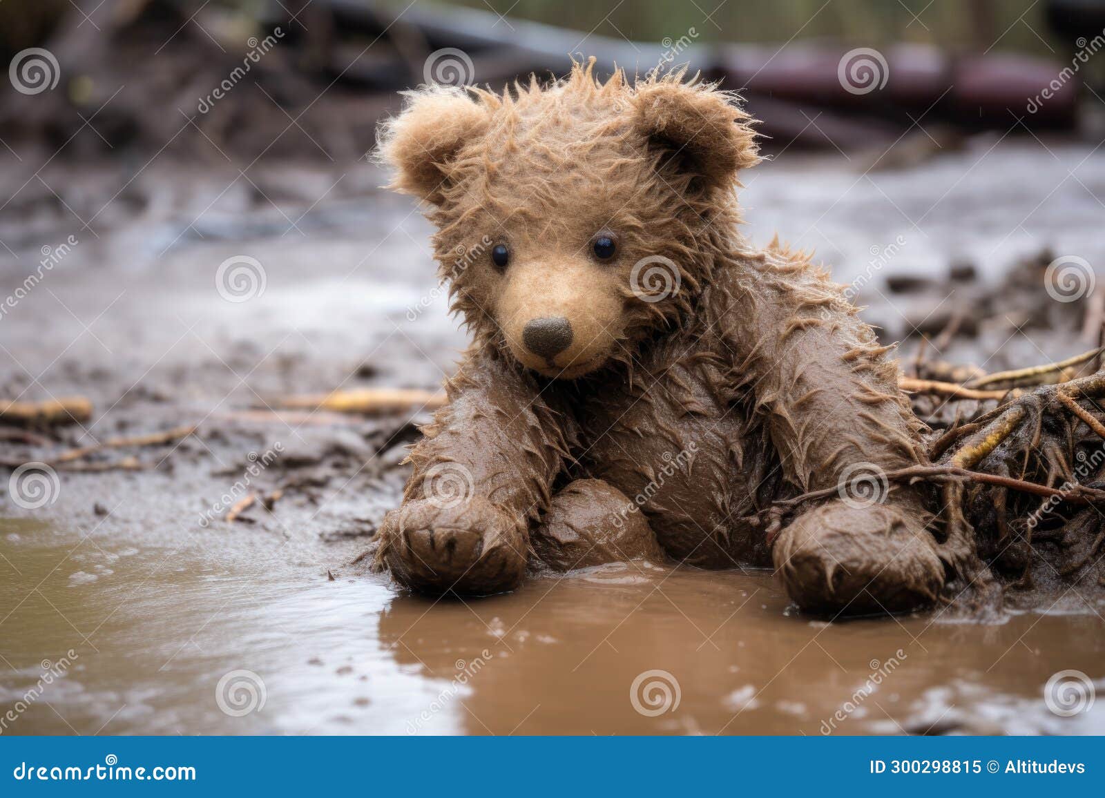 A Soggy Teddy Bear Lying in the Muddy Aftermath of a Flood Stock Image - Image of muddy, weather ...