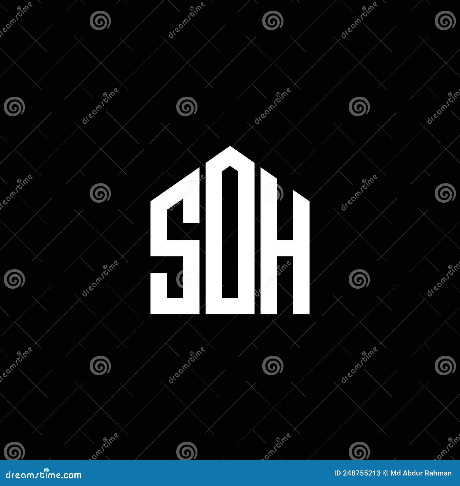 SOH Letter Logo Design on BLACK Background. SOH Creative Initials ...