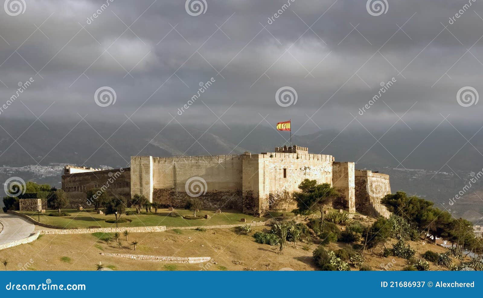 Scenic View of Sohail Castle, Fuengirola - Spain Stock Image - Image of ...