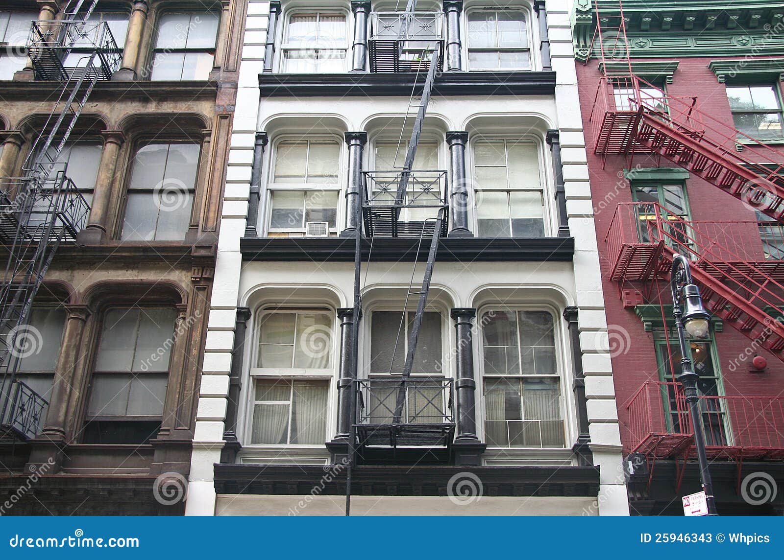 Soho fire escape stock image. Image of blue, bricks, windows - 25946343