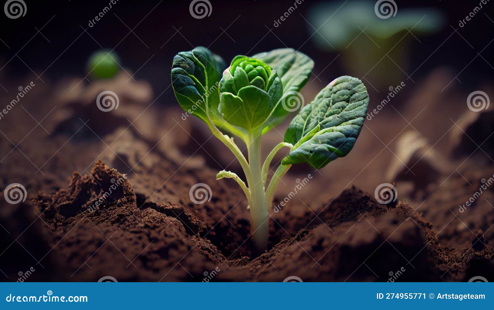 In Soil a Cabbage Sprout is Sprouting. AI Generated Stock Illustration ...