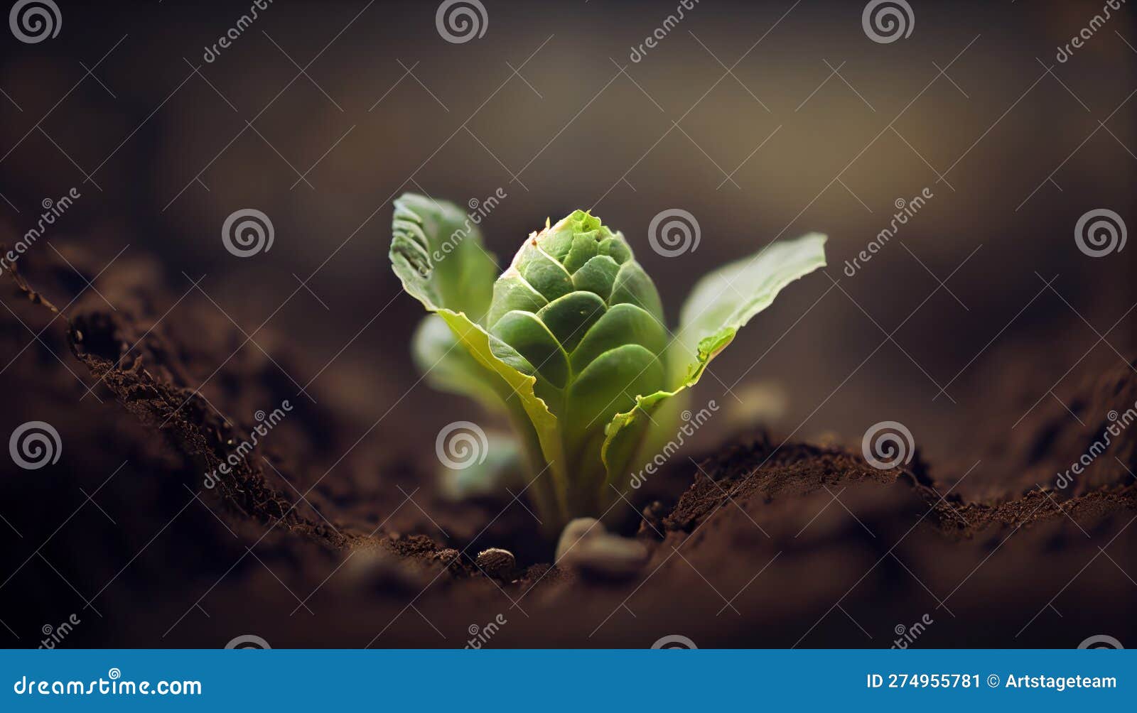 In Soil a Cabbage Sprout is Sprouting. AI Generated Stock Illustration ...