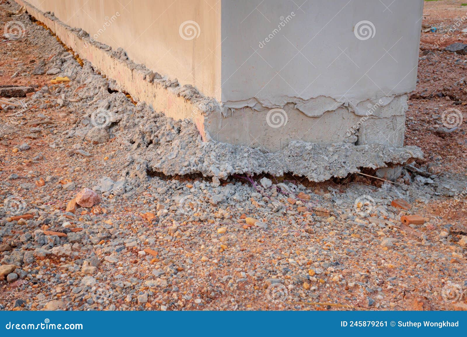The Soil Collapsed on the Side of the Building Wall. the Ground ...