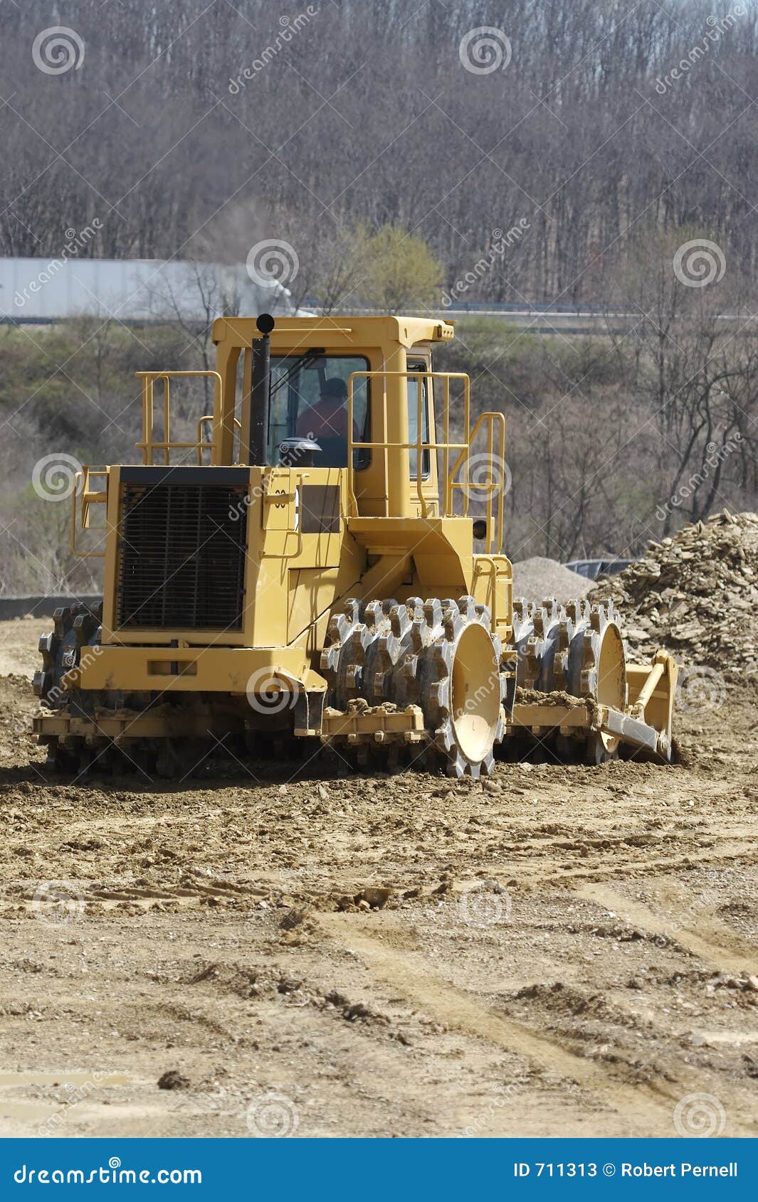 Soil Compactor With Vibratory Padfoot Drum. Heavy Duty Machinery ...