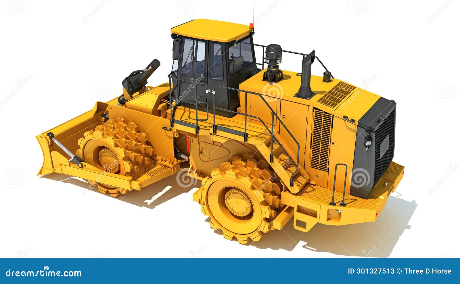Soil Compactor 3D Rendering on White Background Stock Illustration ...