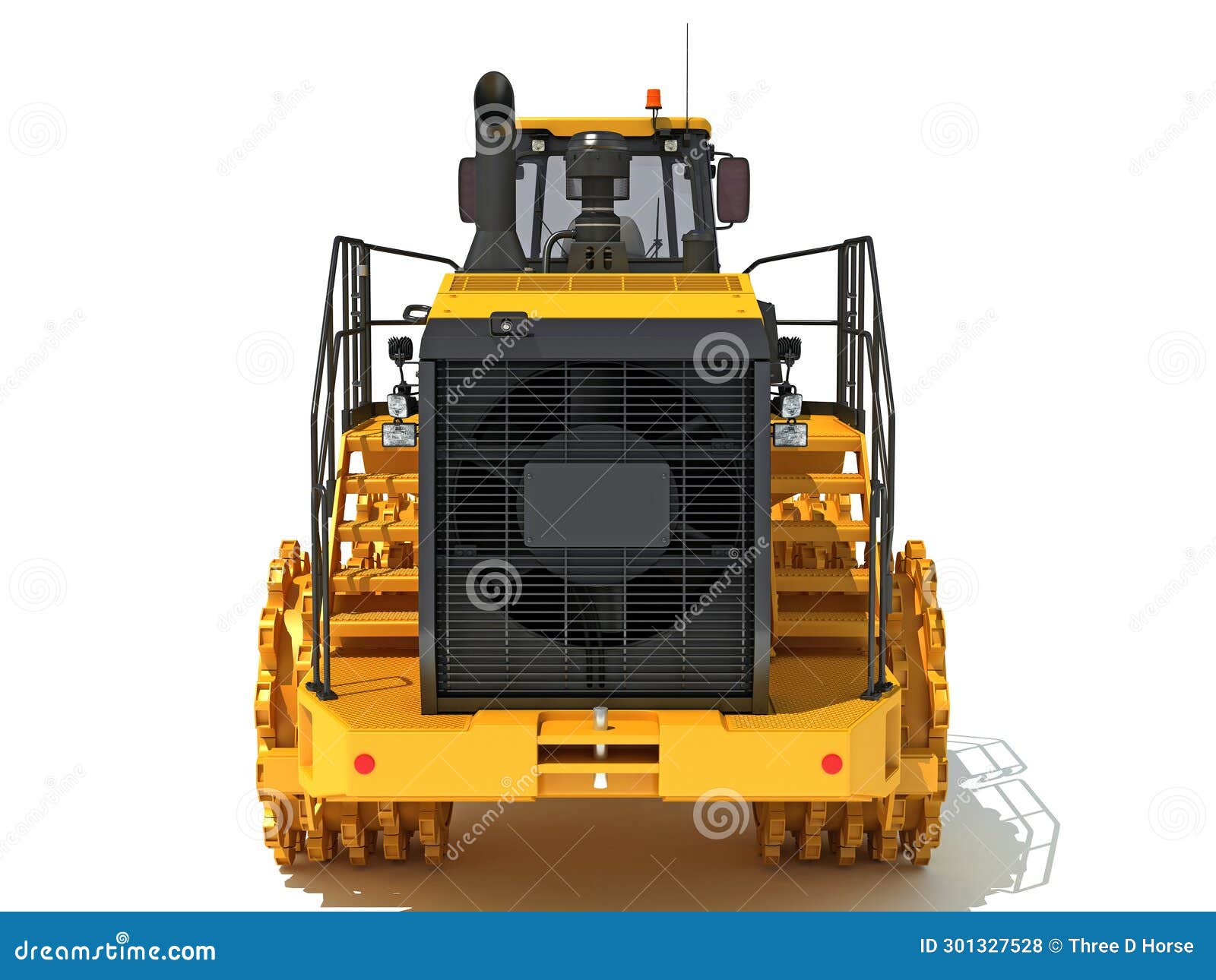 Soil Compactor 3D Rendering on White Background Stock Illustration ...