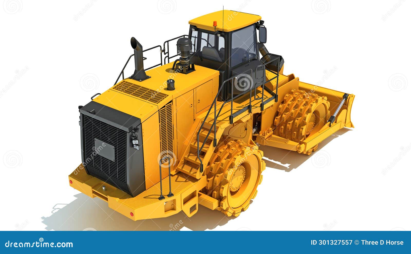 Soil Compactor 3D Rendering on White Background Stock Illustration ...