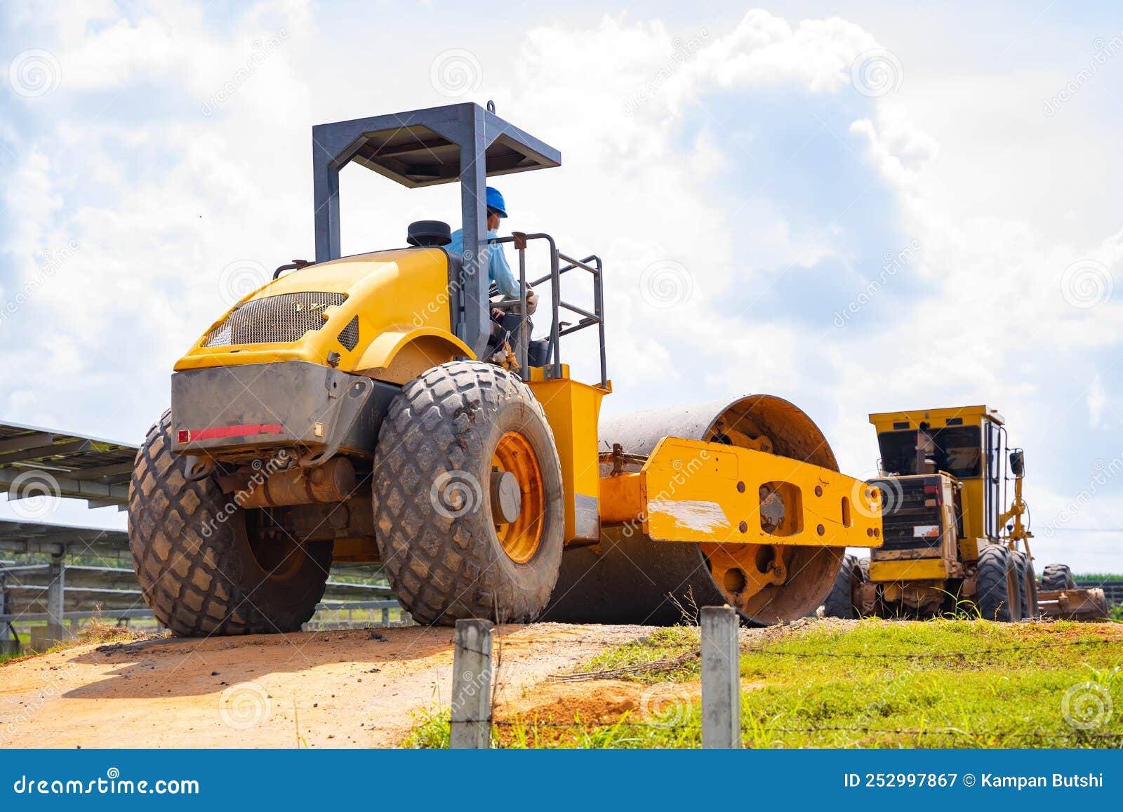 Soil Compactor is Working To Compact the Road To Make the Soil Firm ...