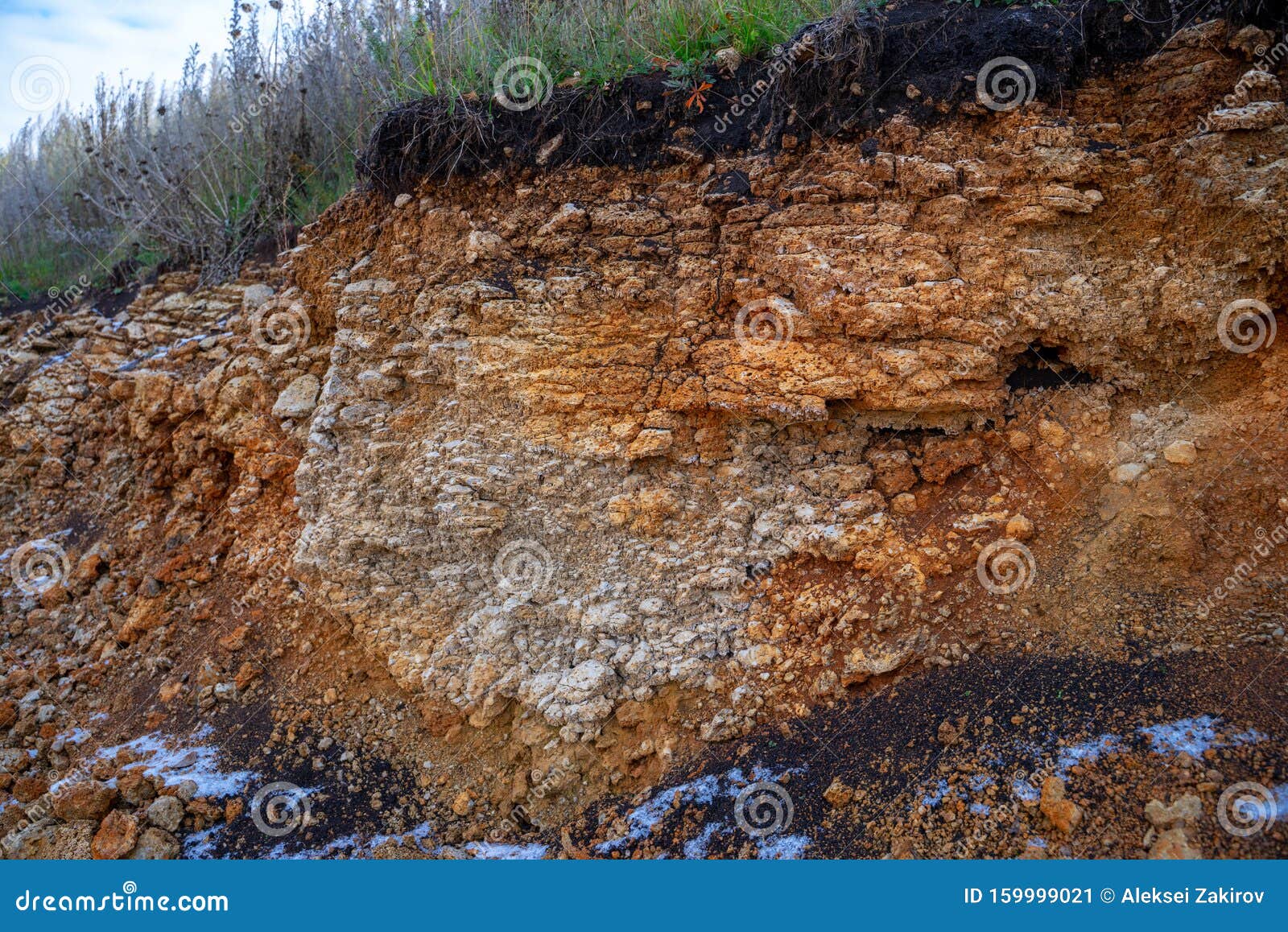 Soil Cut-sandstone, Stones, Clay, Sand Structure and Layers. Slice of ...