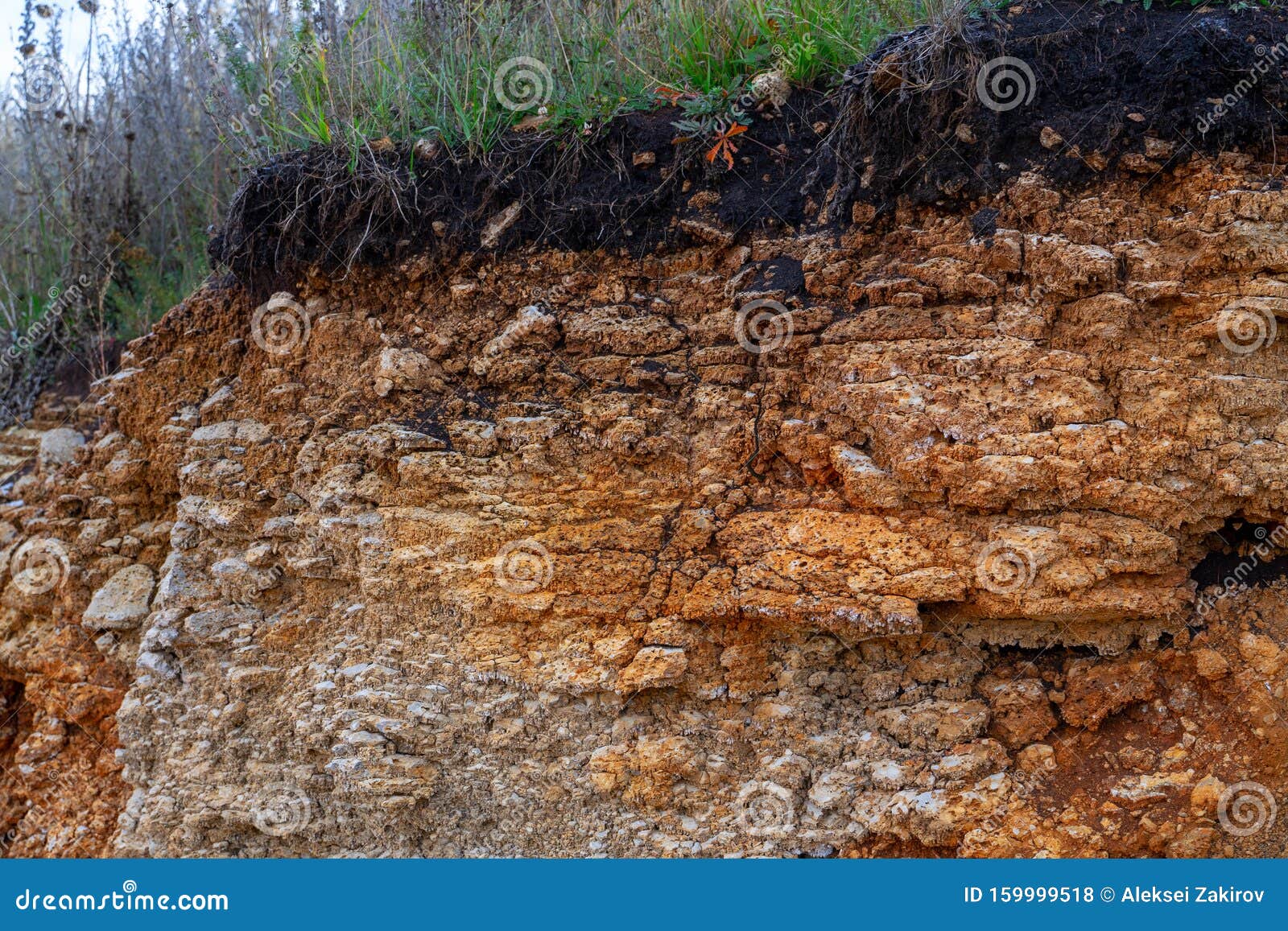 Soil Cut-sandstone, Stones, Clay, Sand Structure and Layers. Slice of ...