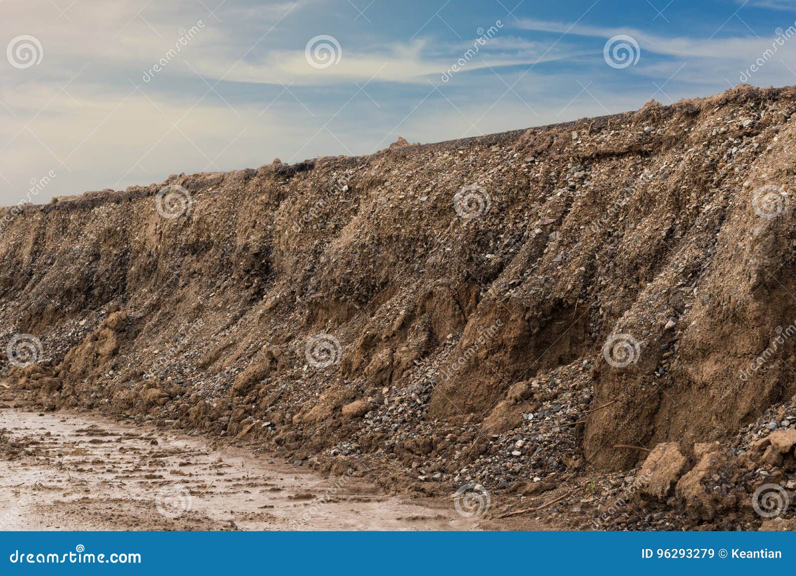 Soil Eroded Under Dirt Road. Stock Image - Image of light, clouds: 96293279