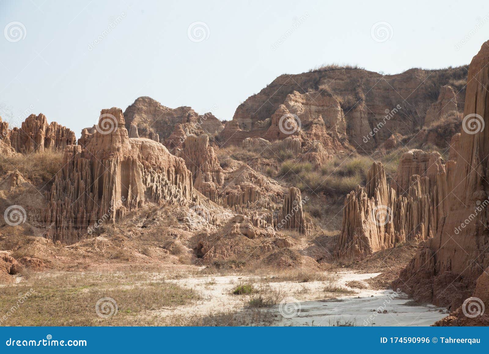 Soil erosion on mud hills stock photo. Image of erosion - 174590996