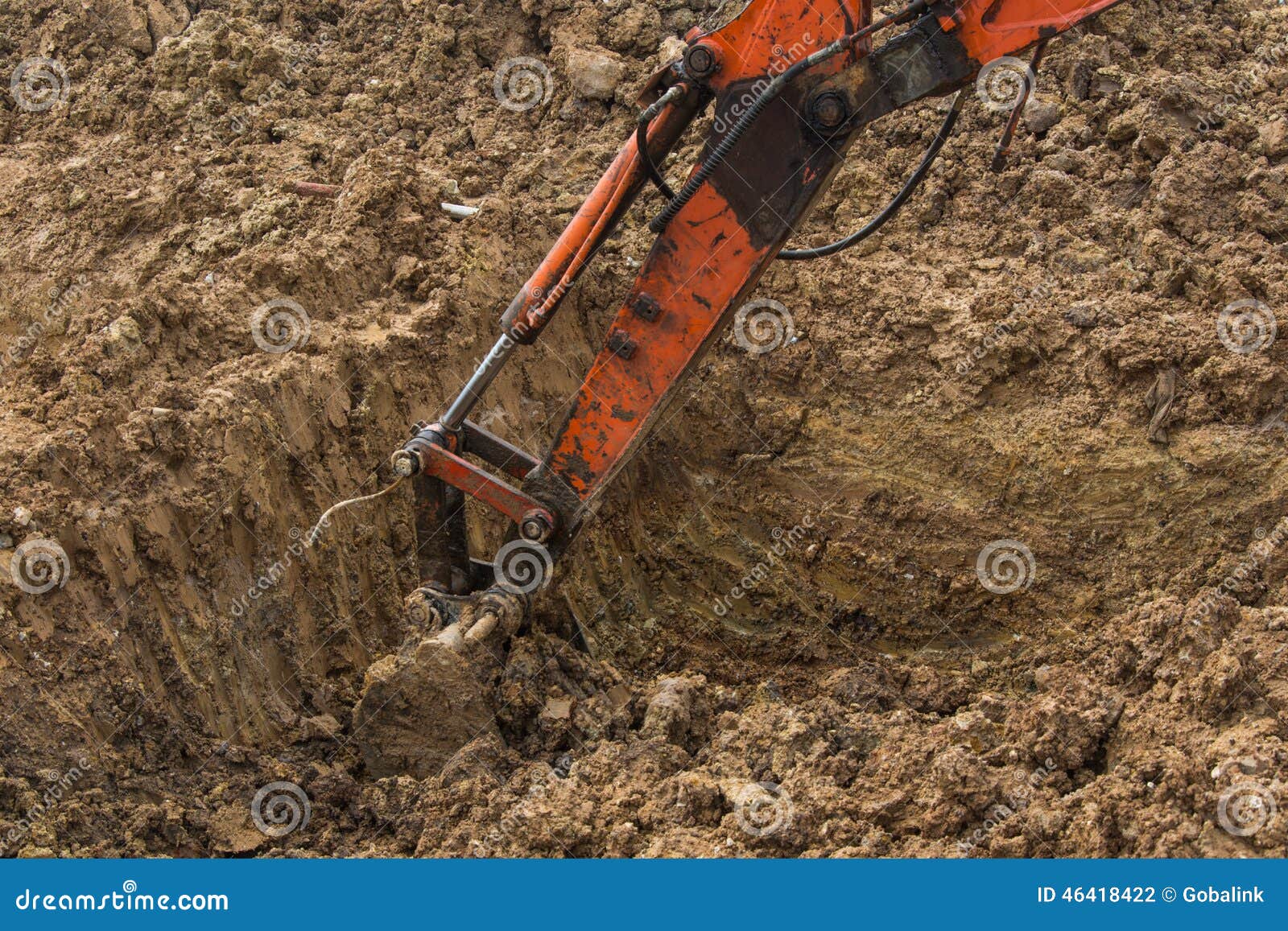 Soil excavation stock photo. Image of earth, backhoe - 46418422